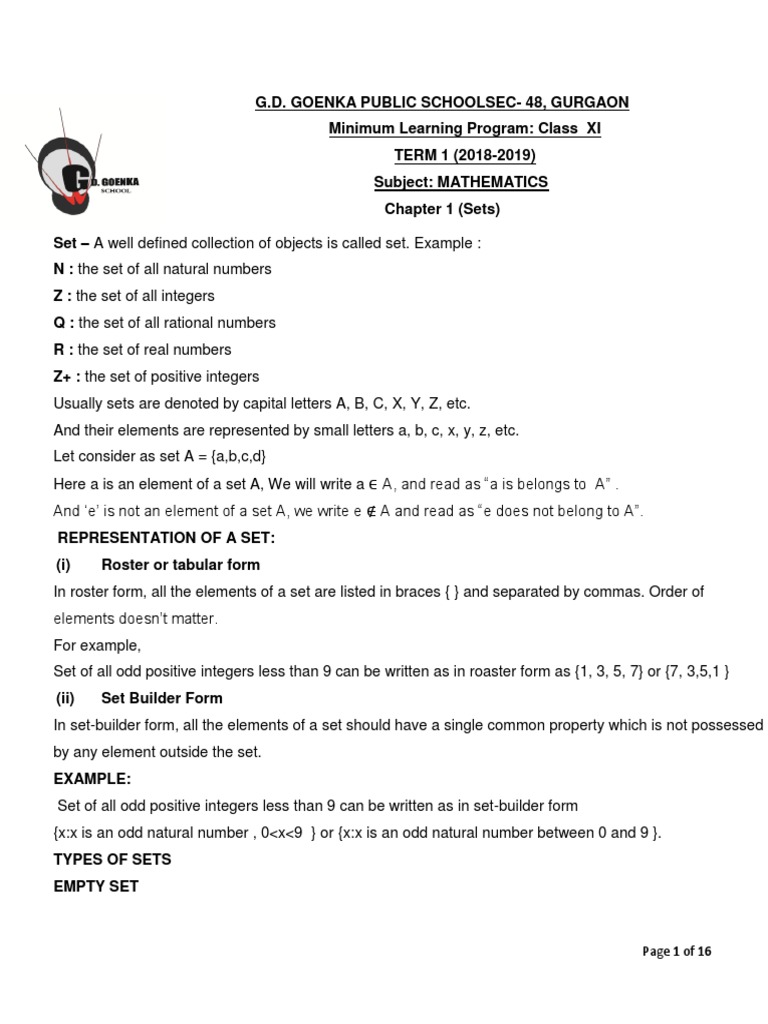 Math MLP Term 1 | PDF | Set (Mathematics) | Function (Mathematics)