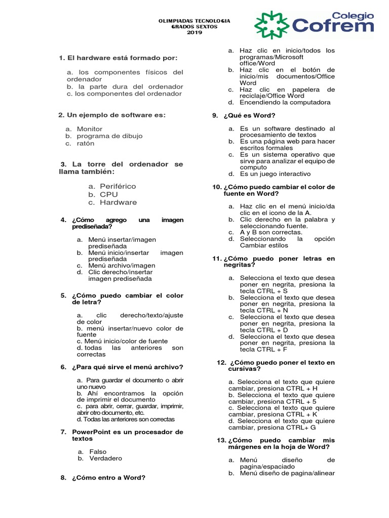 Olimpiadas Tecnologia 2019 | PDF | Point and Click | Microsoft Word