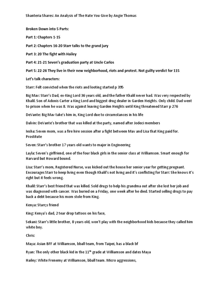 Analysis of "The Hate U Give" | PDF