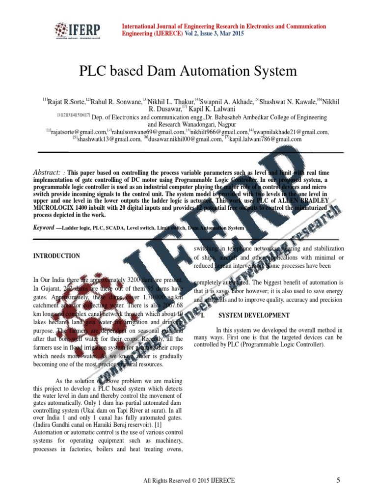 PLC Based Dam Automation System | PDF | Programmable Logic Controller ...
