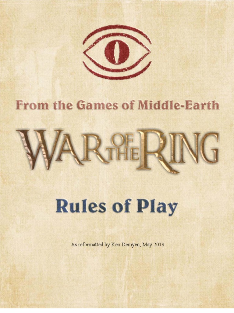 Reformatted WotR Rules | PDF | J. R. R. Tolkien | Middle Earth