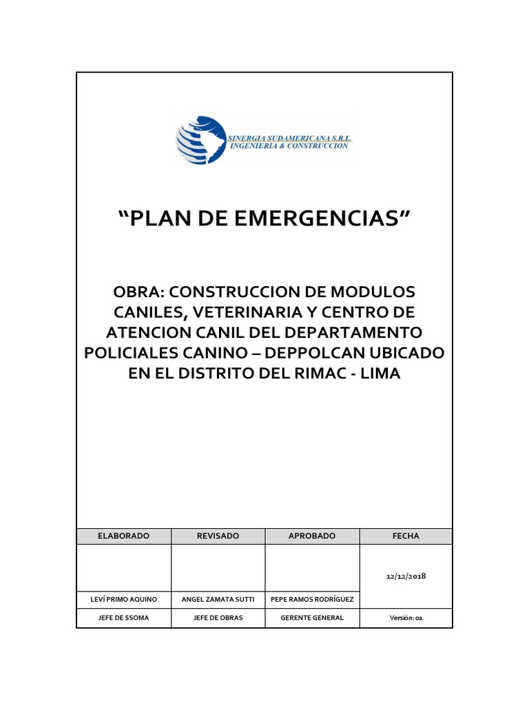 Plan de Emergencia Sinergia | PDF | Temblores | Hospital