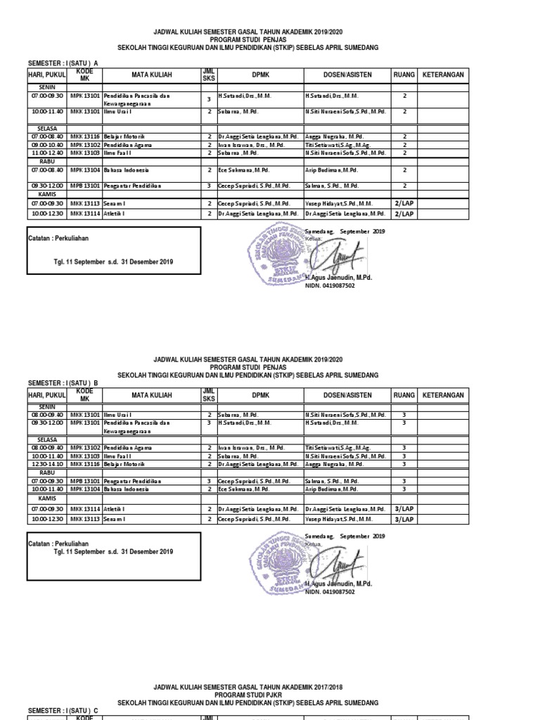 Jadwal Matkul | PDF