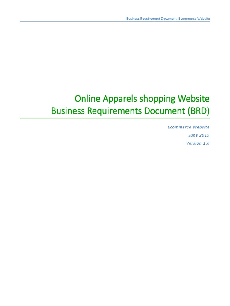 Ecommerce Apparel Website BRD | PDF | Point Of Sale | Websites