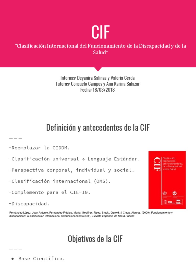 CIF “Clasificación Internacional Del Funcionamiento de La Discapacidad ...
