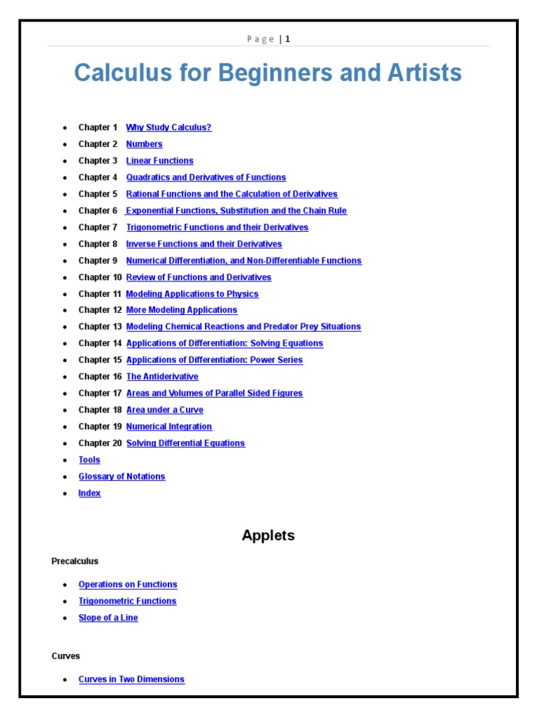 Calculus For Beginners and Artists: Applets | PDF | Function ...