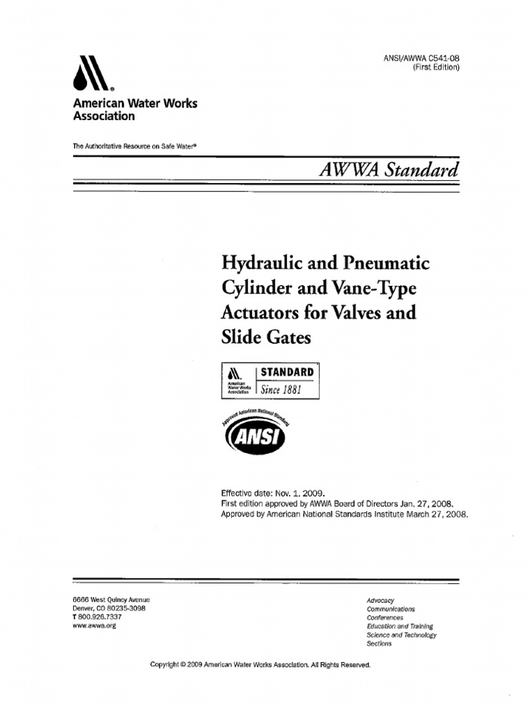 AWWA C541-09 - Cylinder Actuators | PDF