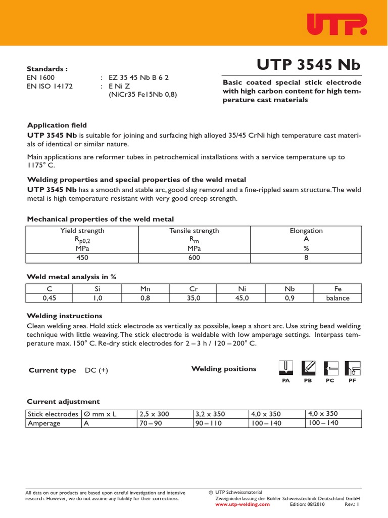 UTP 3545 NB PDF | Download Free PDF | Welding | Construction