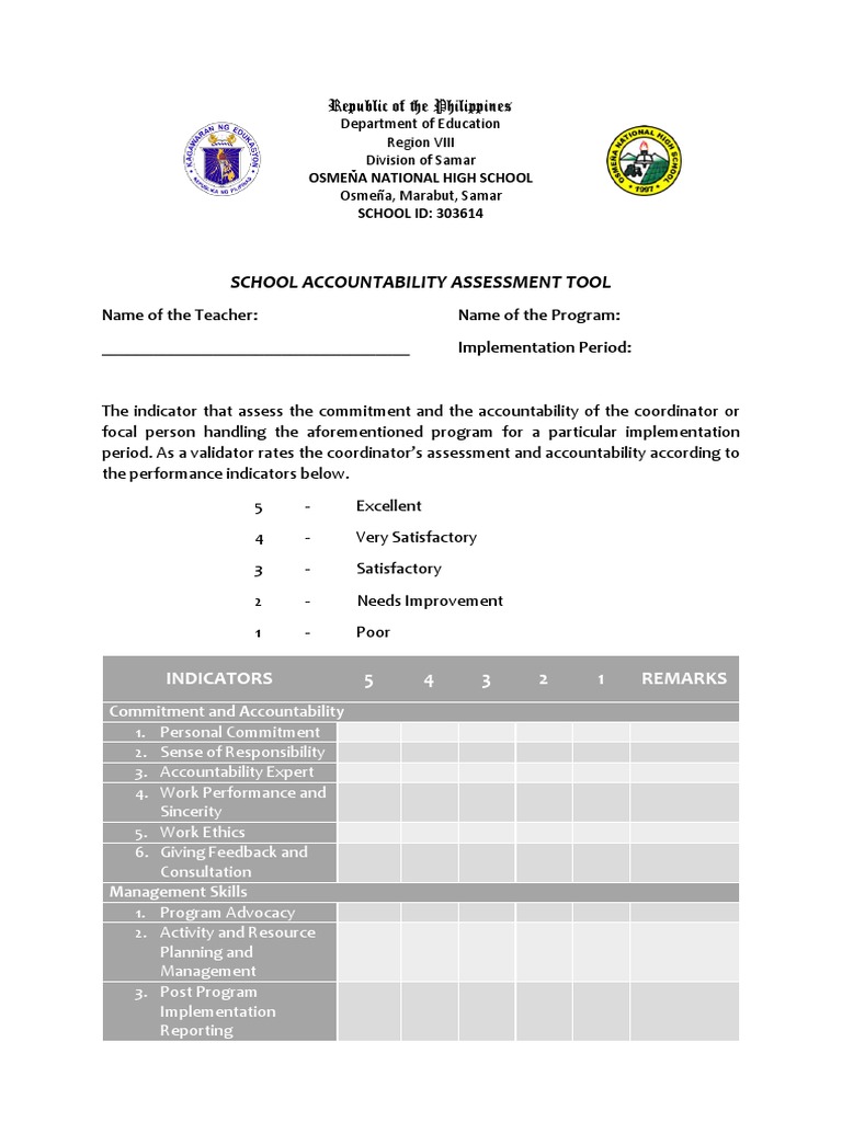 School Accountability Assessment Tool | PDF | Learning | Cognition