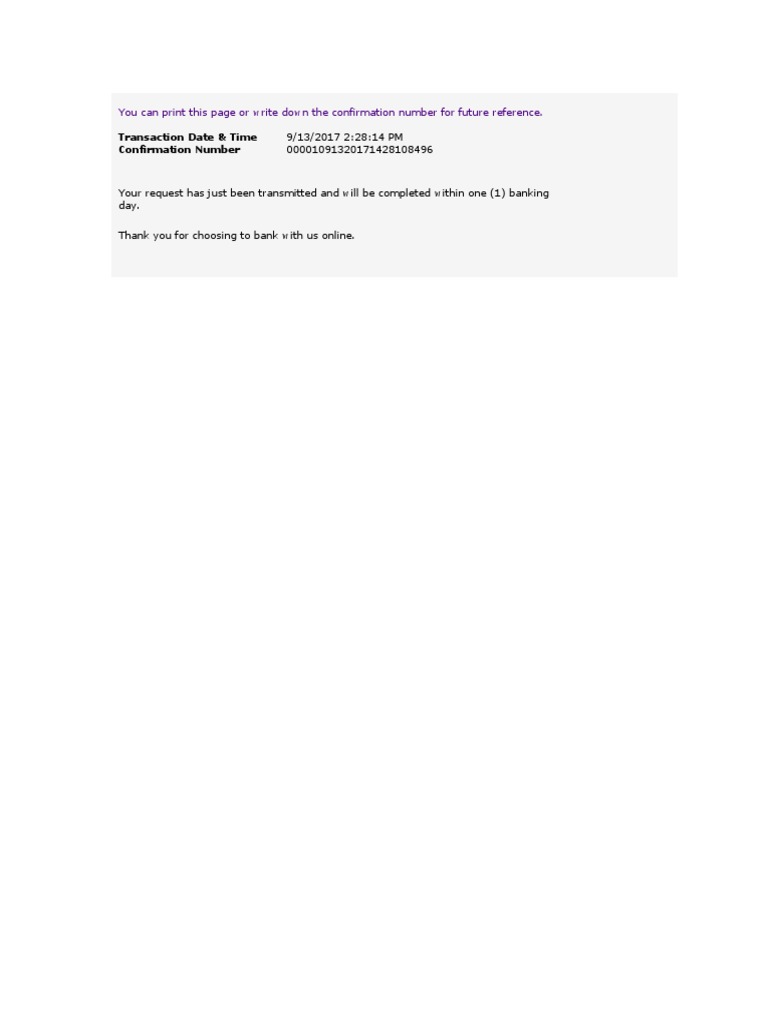 Online Banking Transaction Confirmation | PDF