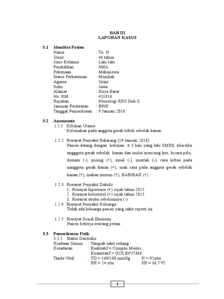 BAB III Lapkas RM Stroke | PDF