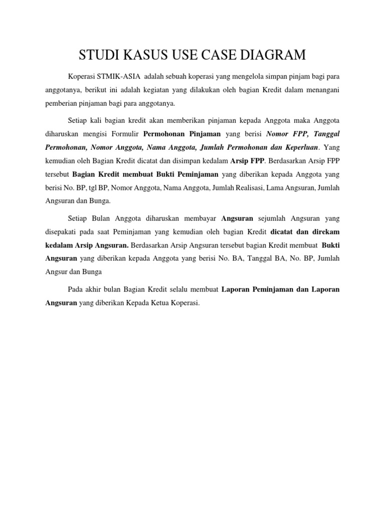 Studi Kasus Use Case Koperasi Simpan Pinjam | PDF