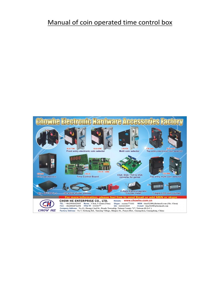 Coin Operated Timer Control Manual | PDF | Technology & Engineering