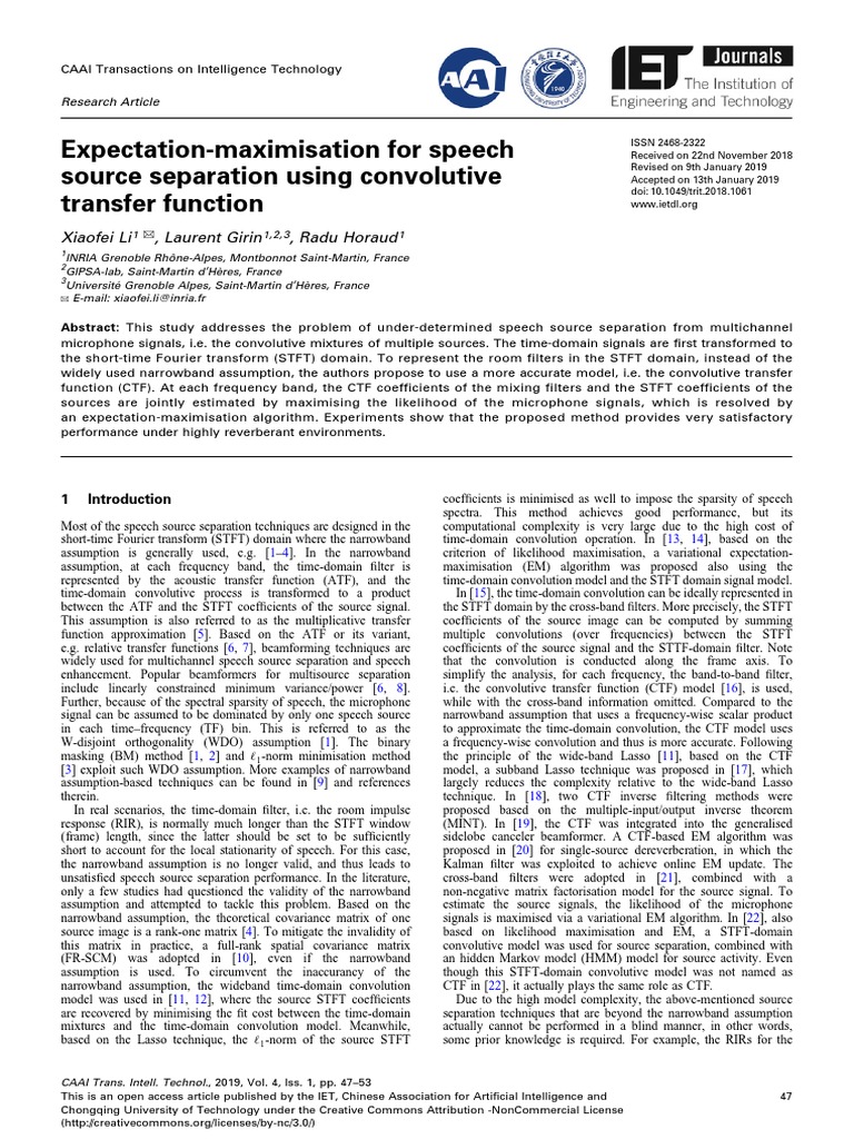 Expectation-Maximisation For Speech Source Separation Using Convolutive Transfer Function ...