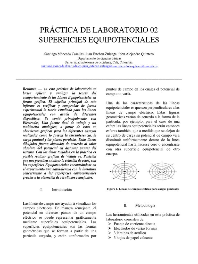 Lab Sup Equipotenciales Final PDF | PDF | Electromagnetismo | Física