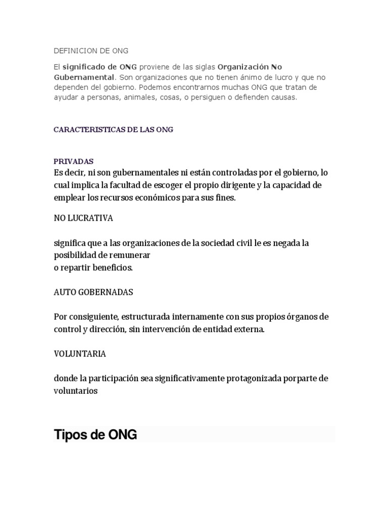 Definicion de Ong | PDF | Organización no gubernamental