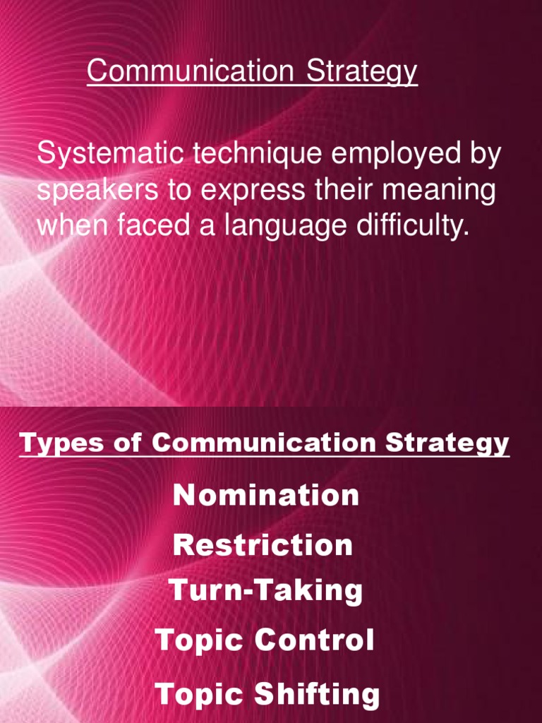 Communication Strategy Systematic Technique Employed by Speakers To ...