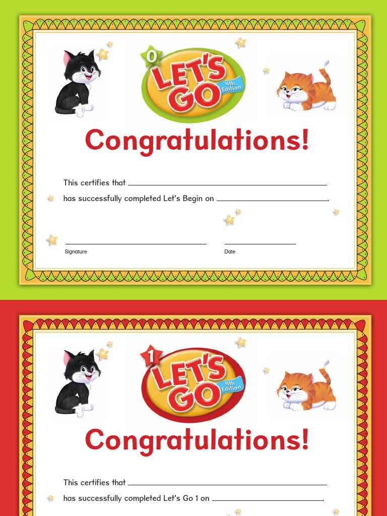 Congratulations!: This Certifies That Has Successfully Completed Let's ...