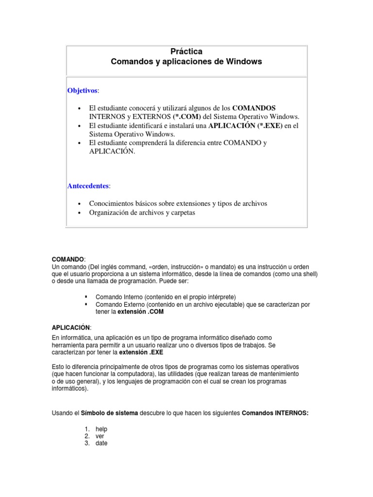 Practica Comandos de Ms-Dos | PDF | Archivo de computadora | Sistema operativo