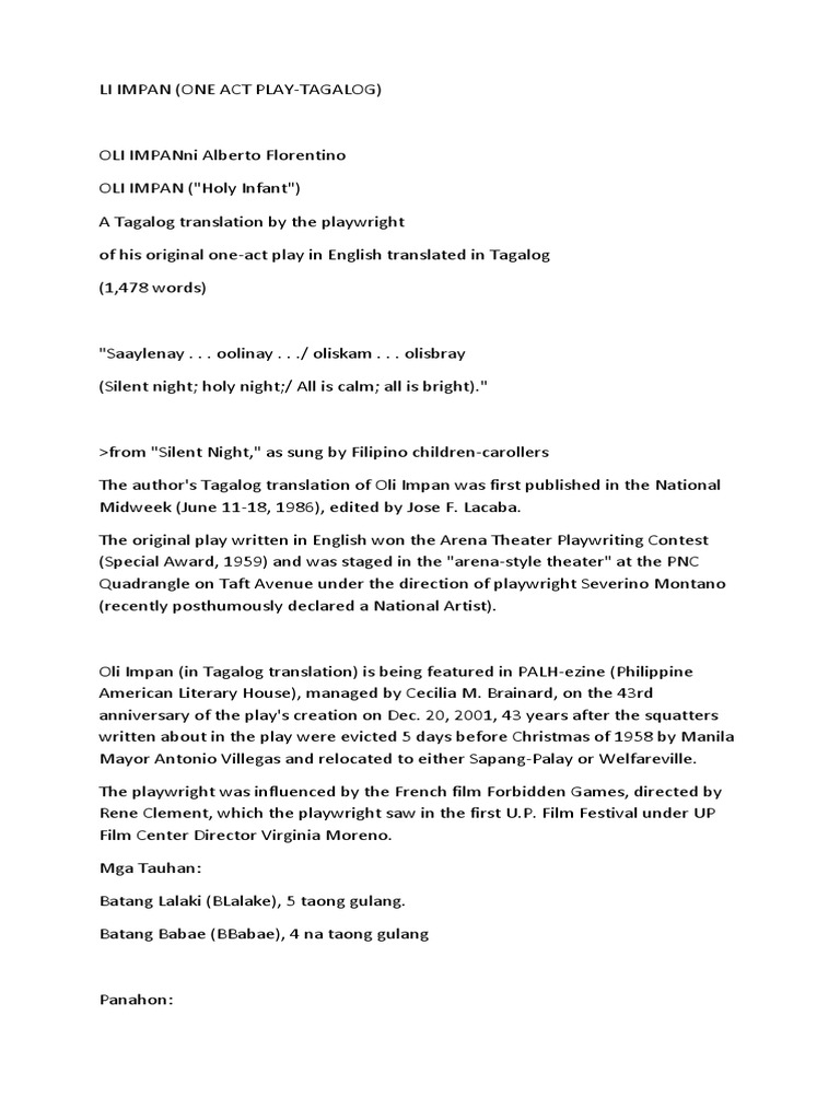 One Act Play | PDF | Tagalog Language | Philippines
