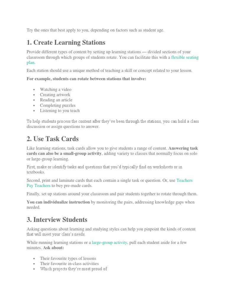 Differentiated Instruction | PDF | Differentiated Instruction | Learning Styles