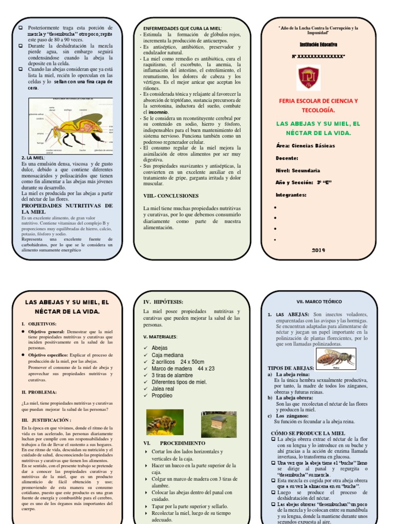 Formato de Triptico | PDF | Miel | Abejas