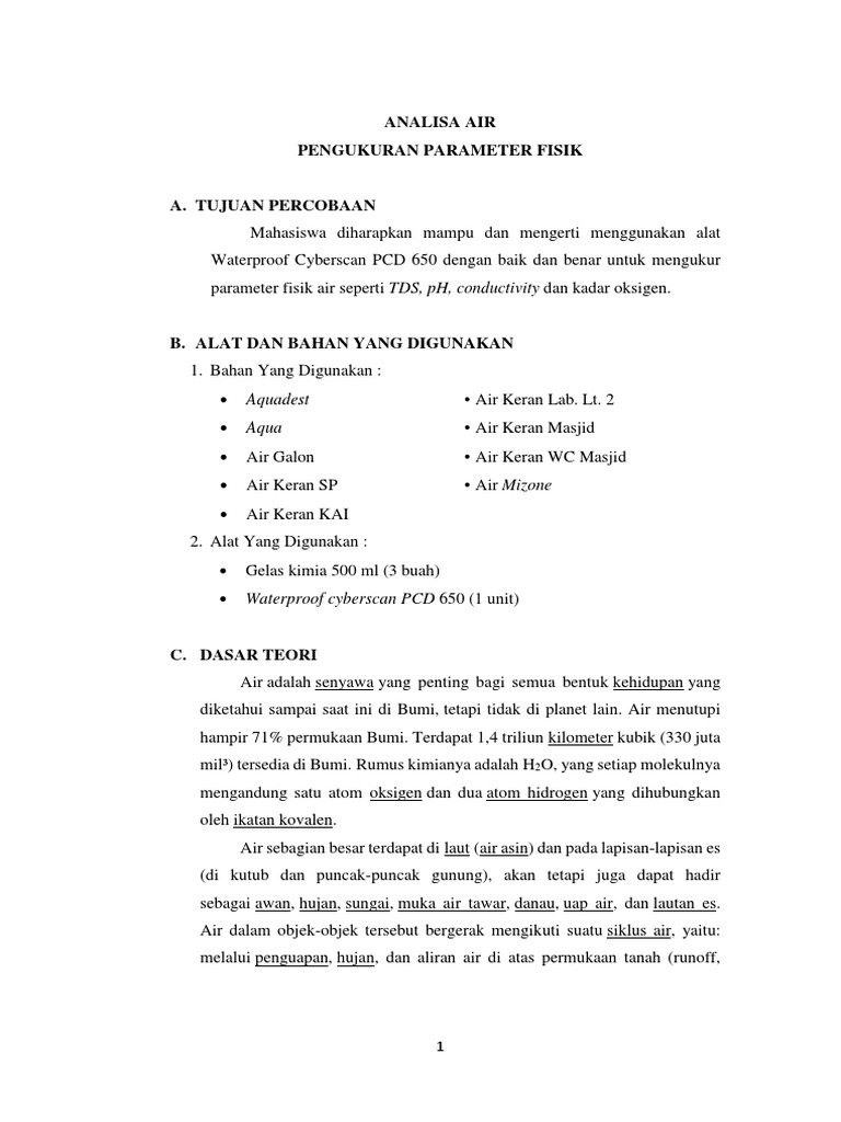 Analisa Air: Parameter Fisik | PDF