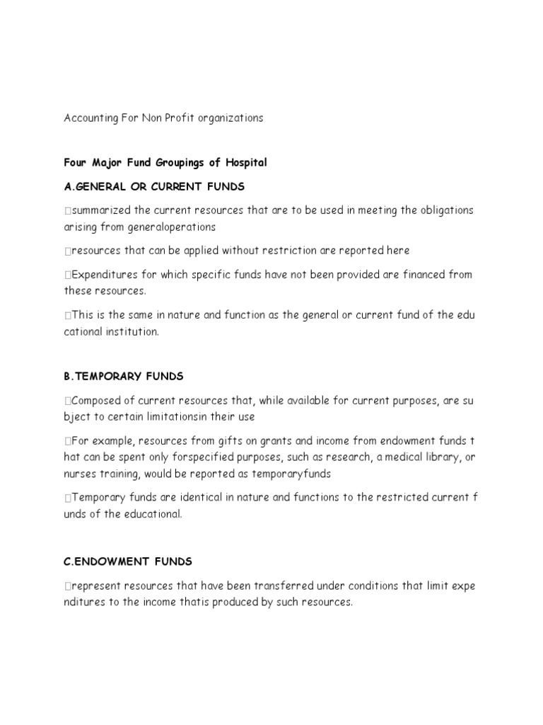 Hospital Non-Profit Fund Accounting | PDF | Business