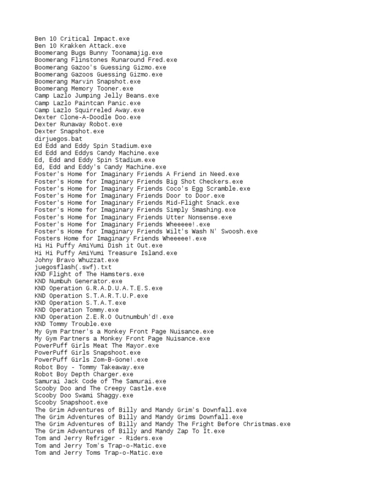 58 Juegos de Cartoon Network (.Exe) | PDF