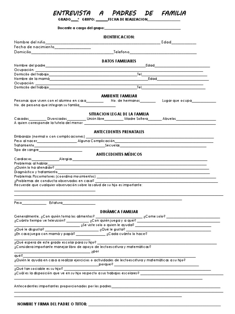 Entrevista A Padres de Familia | PDF | Bienestar | Medicina