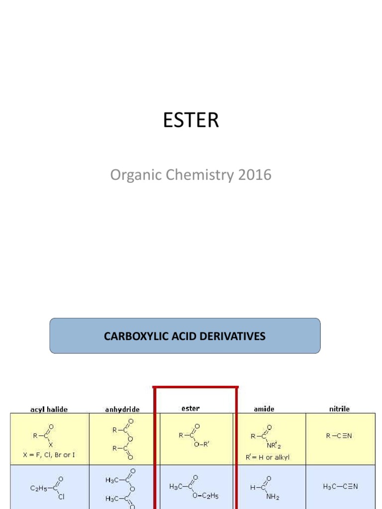 Ester: Organic Chemistry 2016 | PDF | Ester | Alcohol