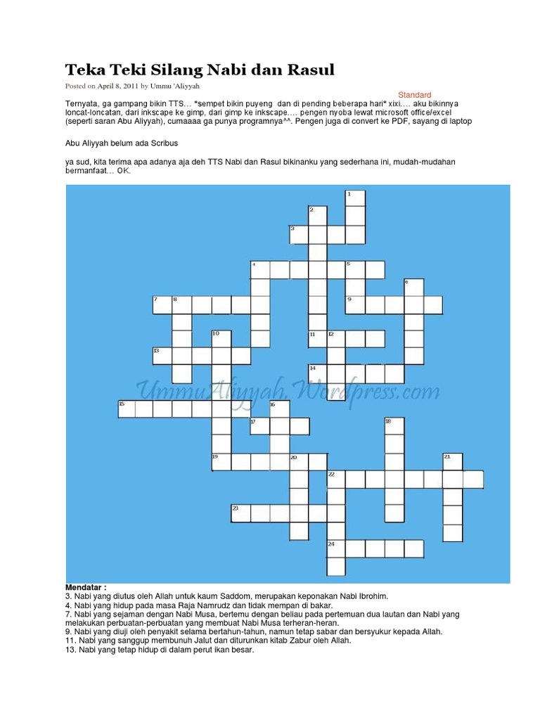 Teka Teki Silang Nabi Dan | PDF