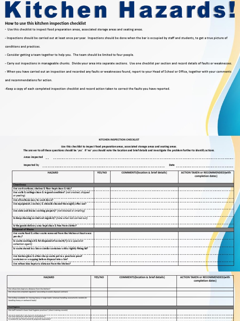How To Use This Kitchen Inspection Checklist | Download Free PDF ...