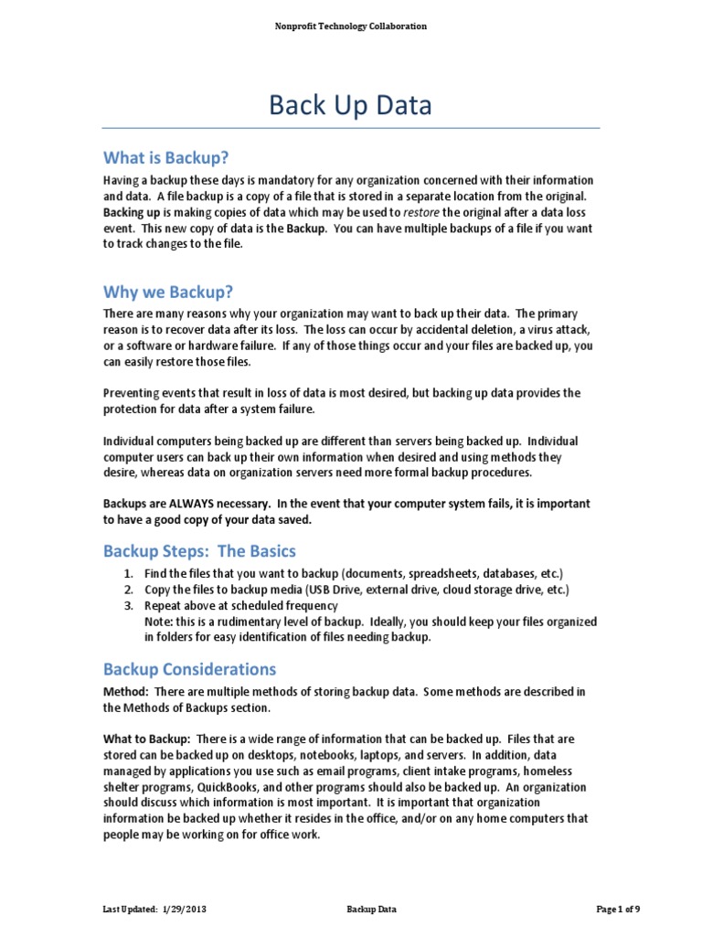 Backup | PDF | Backup | Computer Data Storage