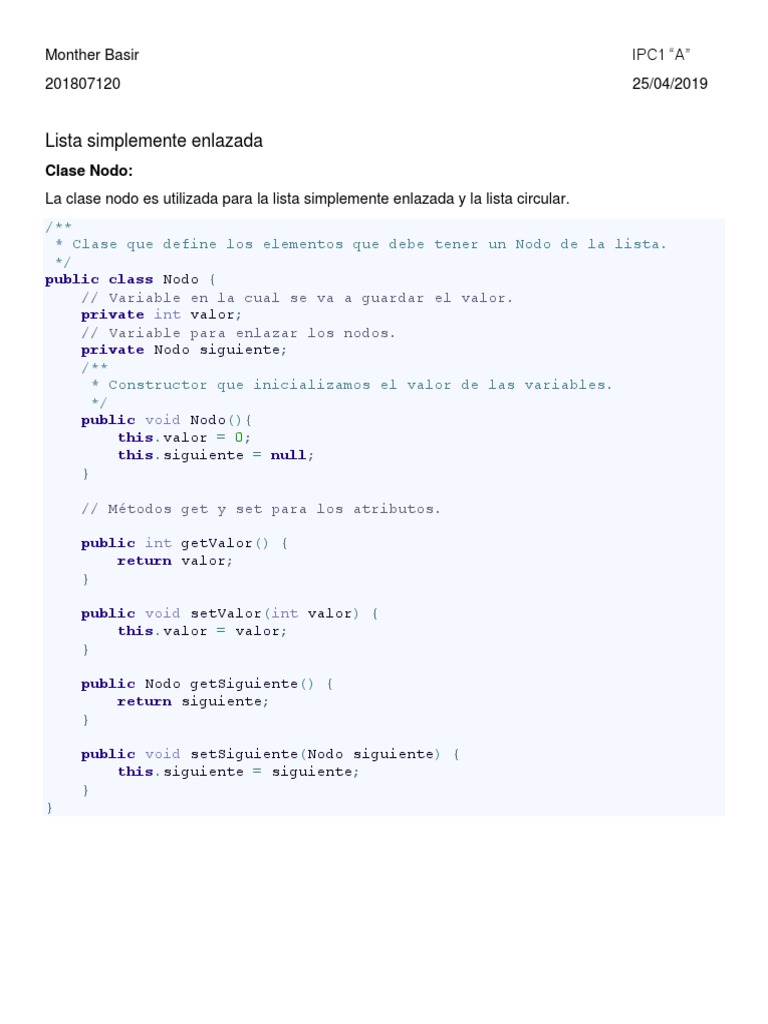 Listas Simples Java | PDF | Puntero (Programación de computadora) | Datos