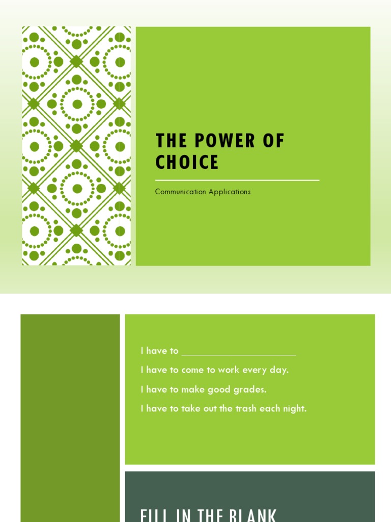 The Power of Choice: How Our Decisions Define Our Lives | PDF | Free ...