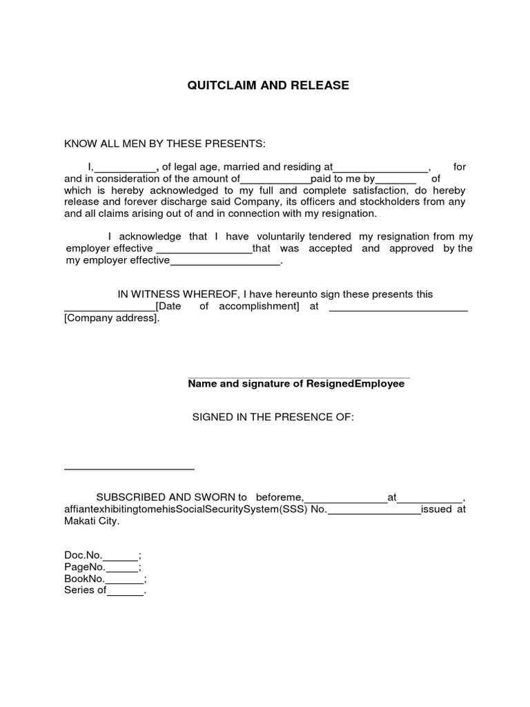 Quitclaim and Release