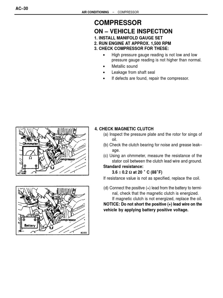 Compressor: On - Vehicle Inspection | PDF | Air Conditioning | Clutch