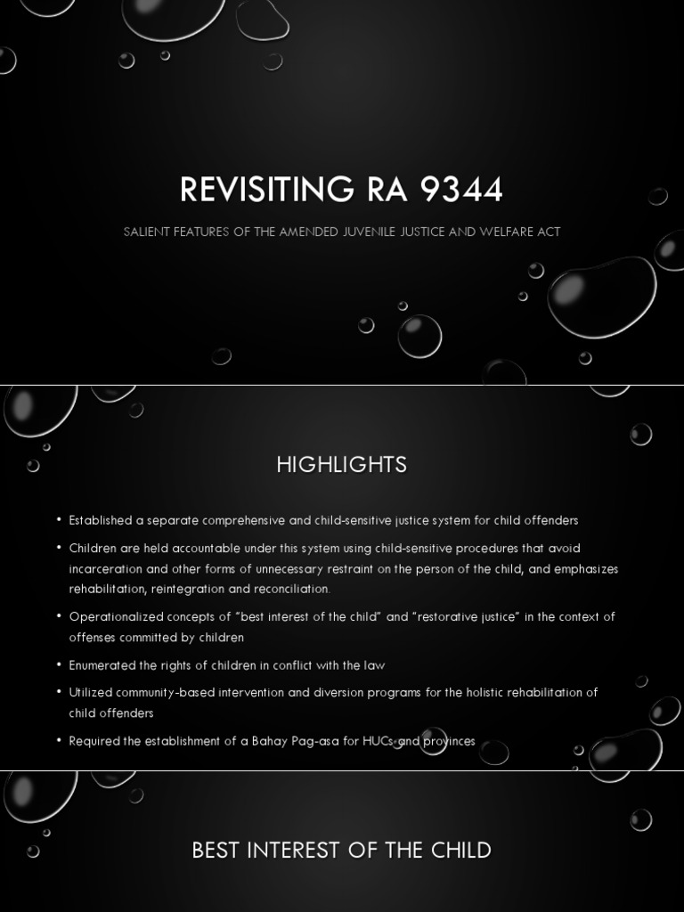 Revisiting Ra 9344: Salient Features of The Amended Juvenile Justice ...