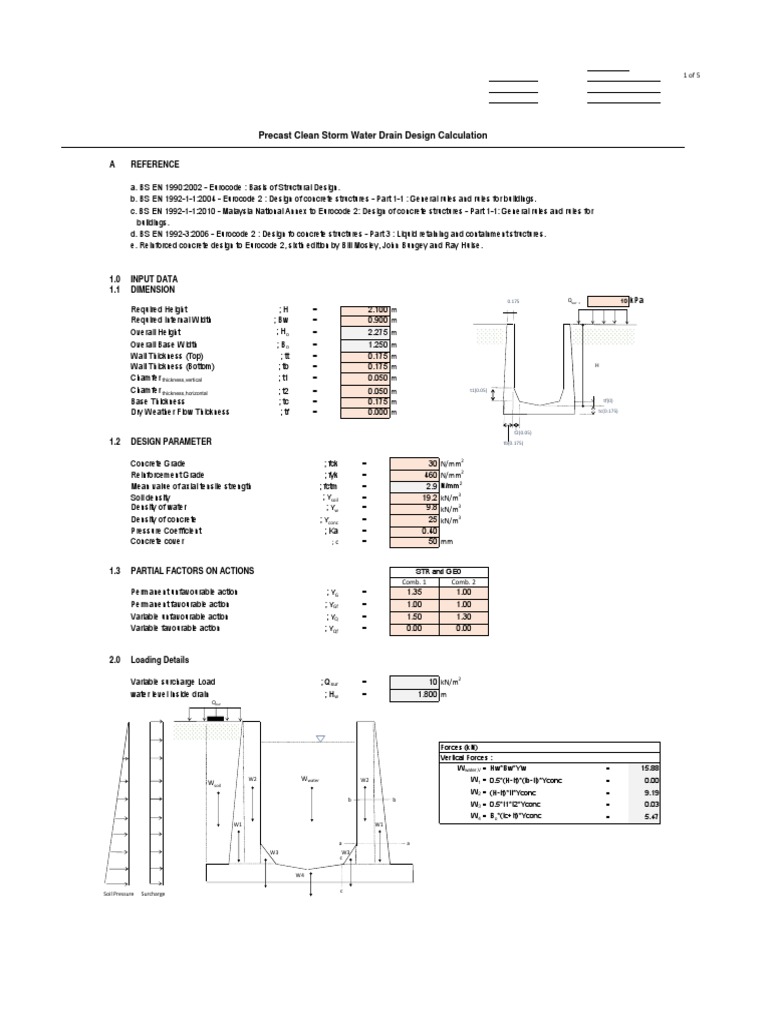 A Reference: Precast Clean Storm Water Drain Design Calculation | PDF ...
