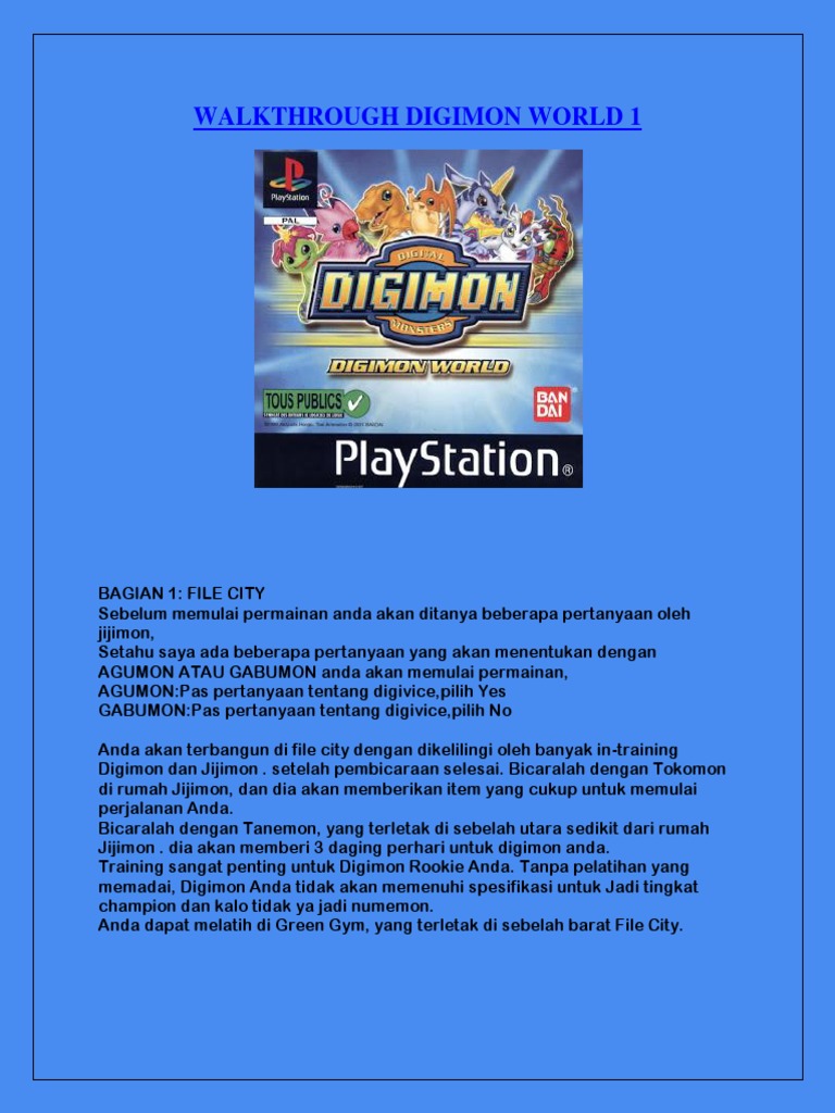 Walkthrough Digimon World 1 | PDF