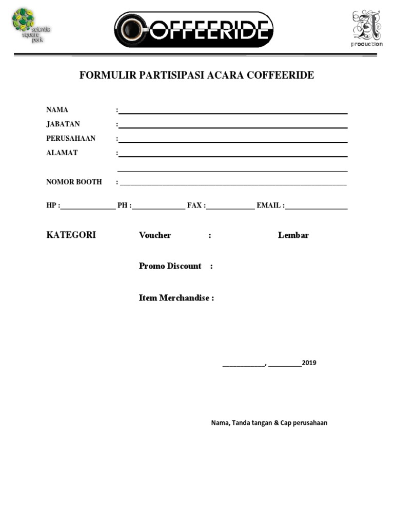 Formulir Partisipasi Acara Coffeeride | PDF
