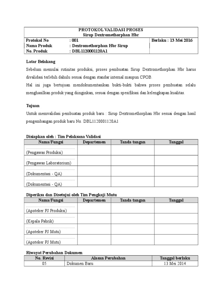 Protokol Validasi Proses | PDF
