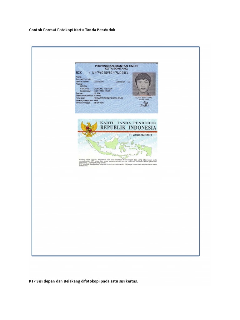 Contoh Format Fotokopi Dokumen Persyaratan Paspor PDF | PDF
