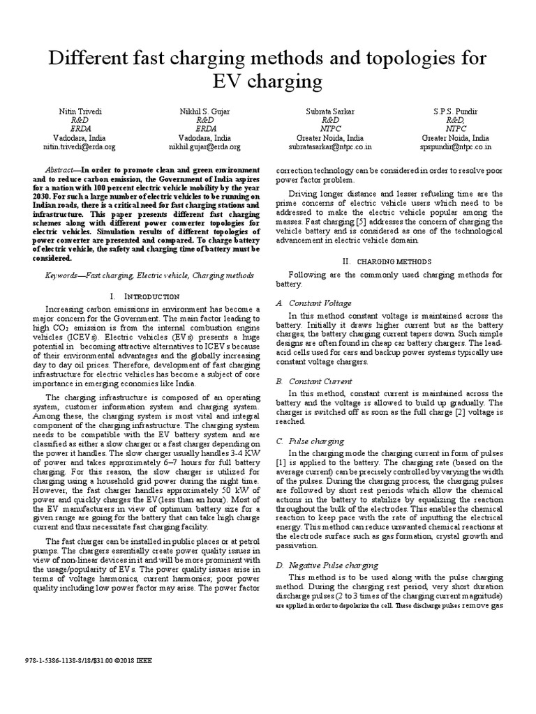 Different Fast Charging Methods and Topologies For EV Charging | PDF ...