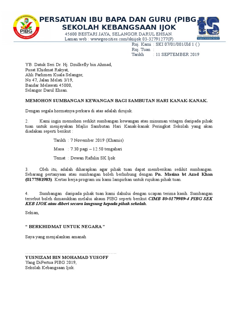 Kepala Surat PIBG SK IJOK | PDF