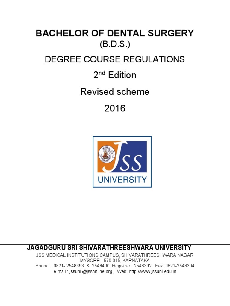 BDS Course Regulations 2016 | PDF | Dental Degree | Prosthodontics