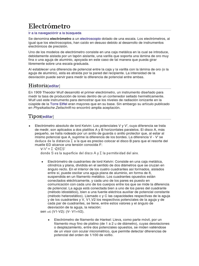 ELECTROMETRO | PDF | Cantidades fisicas | Fuerza