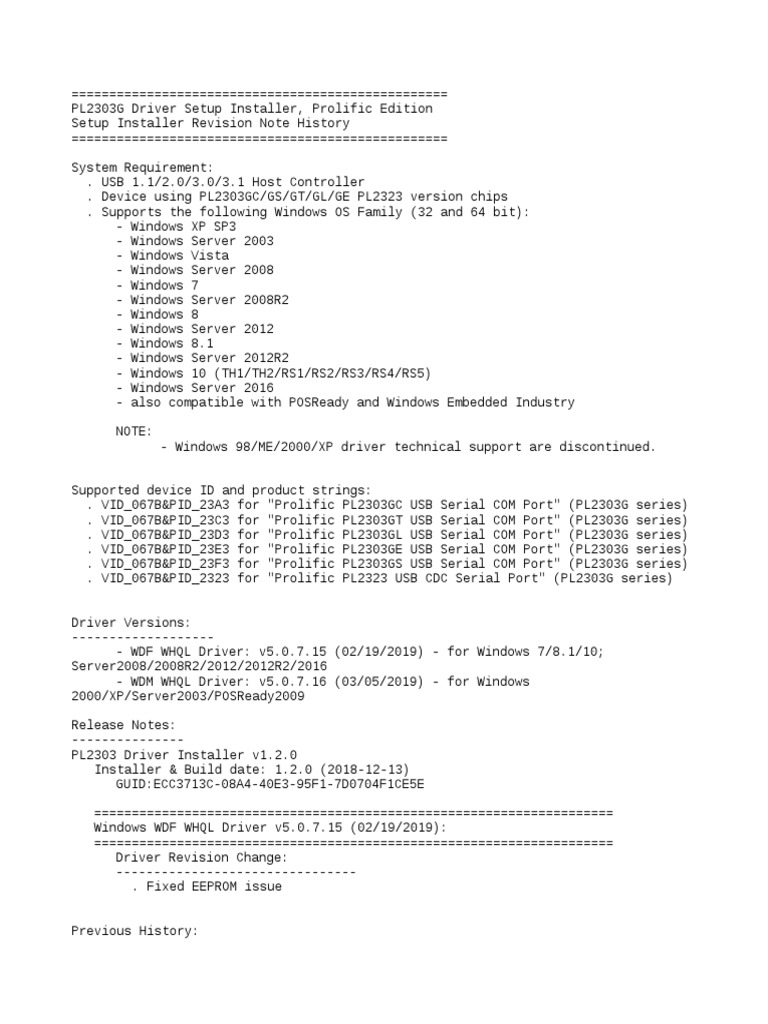 PL2303G Driver Setup Guide | PDF | Installation (Computer Programs) | Microsoft Windows