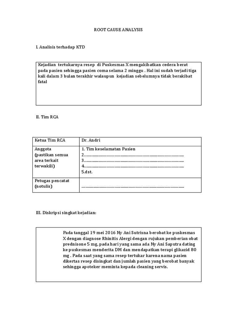 Contoh Form Fmea Dan Rca | PDF